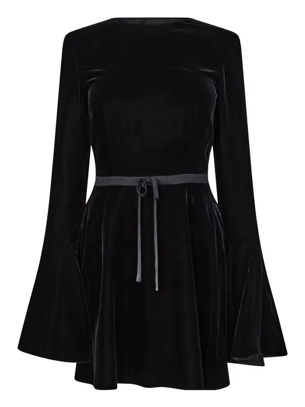 Saint Laurent Velvet Mini Dress With Open Back - Black
