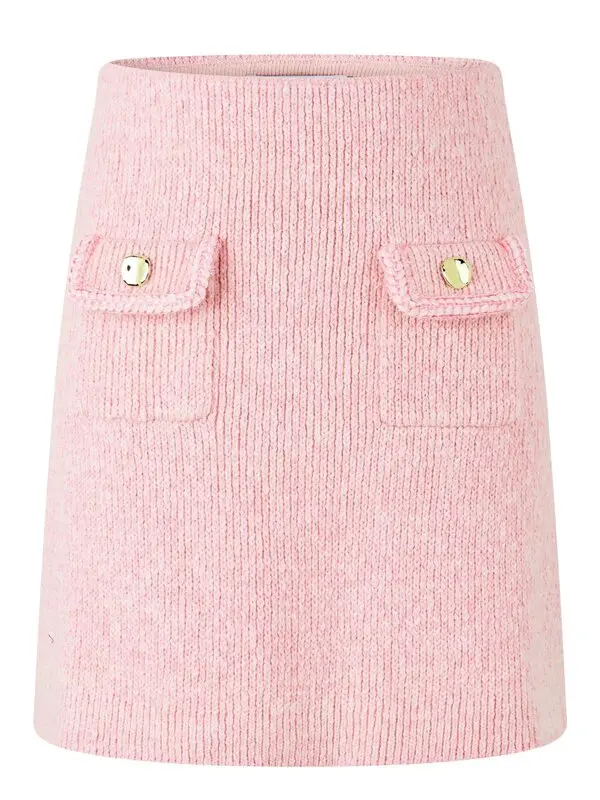 SELF-PORTRAIT High-waist Knit Mini Skirt - Pink