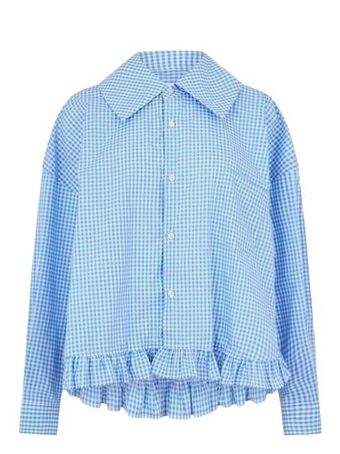 Comme Des Garçons Plaid Shirt With Ruffled Hem - Blue/white