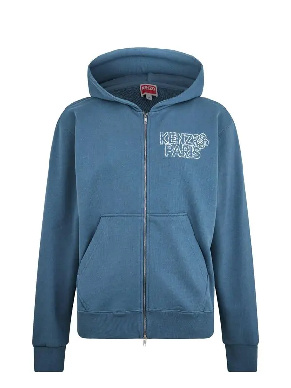Kenzo Embroidered Cotton Hoodie - Blue
