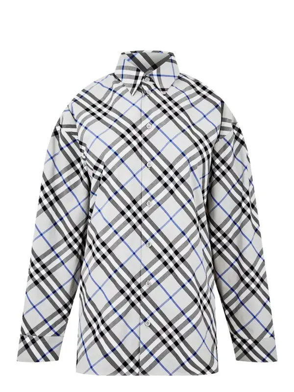 Burberry Plaid Long-sleeve Shirt - White