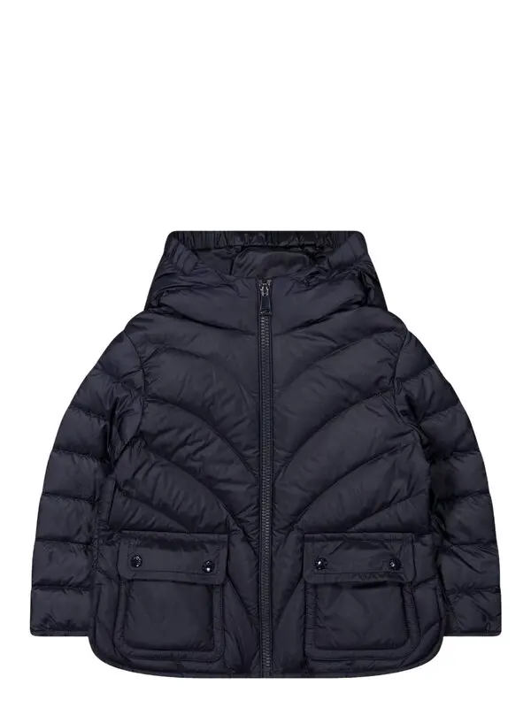 Moncler Logo Patch Hooded Down Jacket - Black