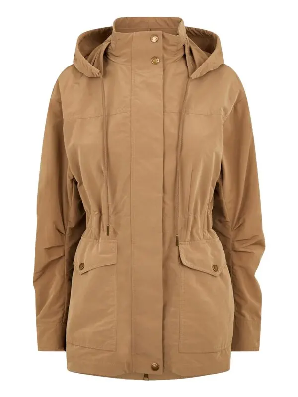 Moncler Parka With Detachable Hood And Drawstring Waist - Brown