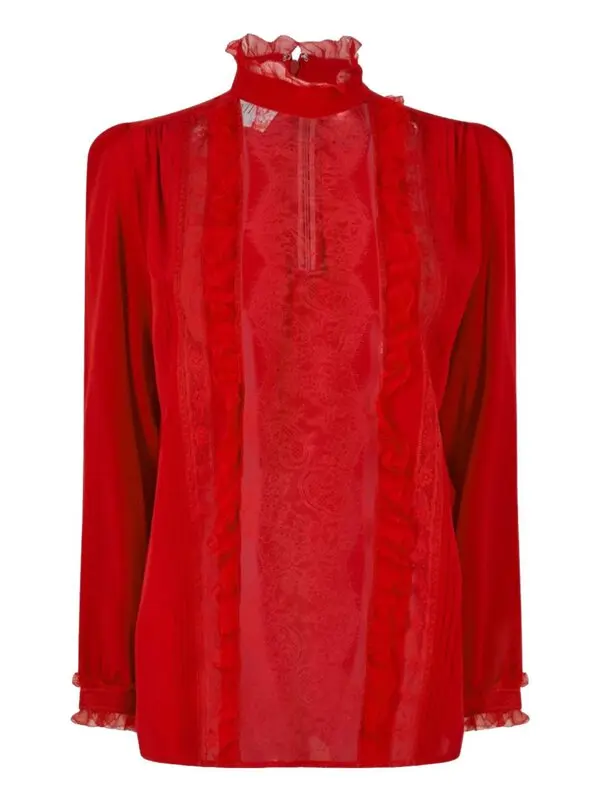 Valentino Garavani Ruffled Lace Shirt - Red