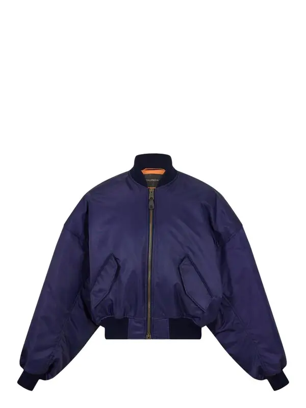 Balenciaga Zipper Long Sleeve Cotton Coat - Blue