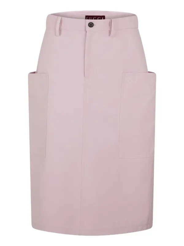 Gucci Canvas Midi Skirt With Signature Logo - Pink