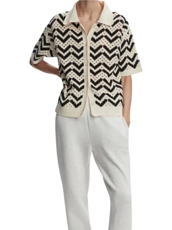 Varley Anais Zigzag Knit Top - Birch