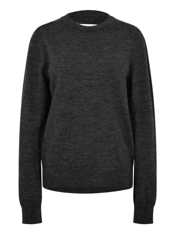 MAISON MARGIELA Crew Neck Sweater With Suede Elbow Patches - Black