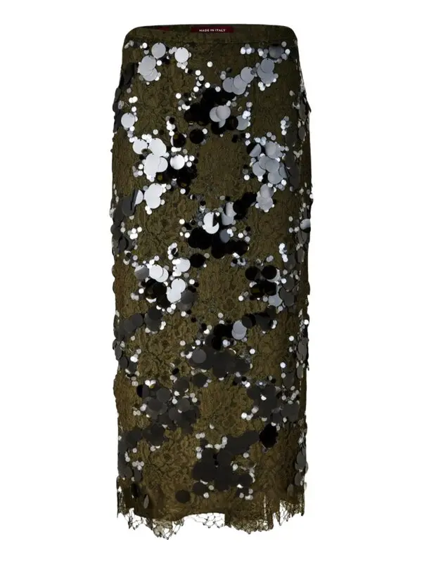Gucci Sequin Embroidered Lace Skirt - Black