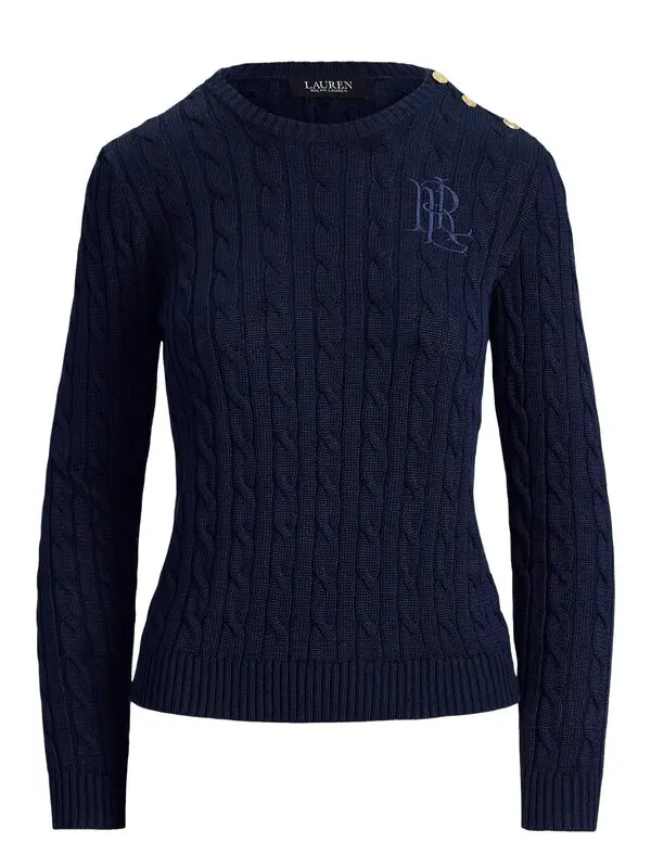 Ralph Lauren Button-trim Cable Knit Jumper - Black