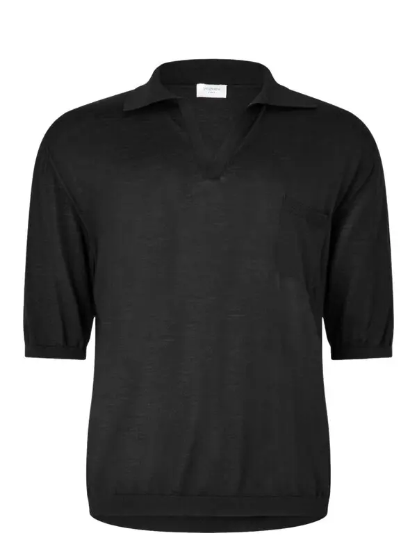 Saint Laurent Saint Open Knit Polo Sn52 - Black
