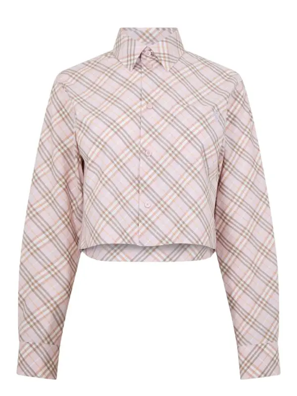 Burberry Plaid Cropped Shirt - Nude