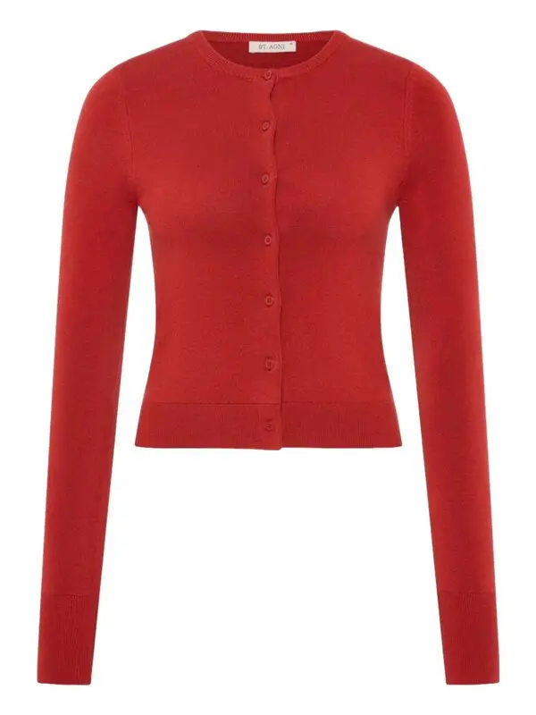 ST. AGNI Round Neck Long Sleeve Knitted Sweater - Red