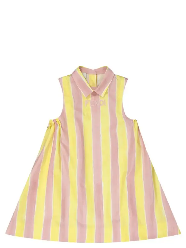 Fendi Striped Cotton Shirt Dress - Yellow