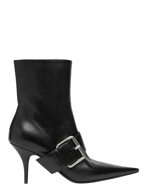 Balenciaga Knife Buckled Leather Ankle Boots - Black