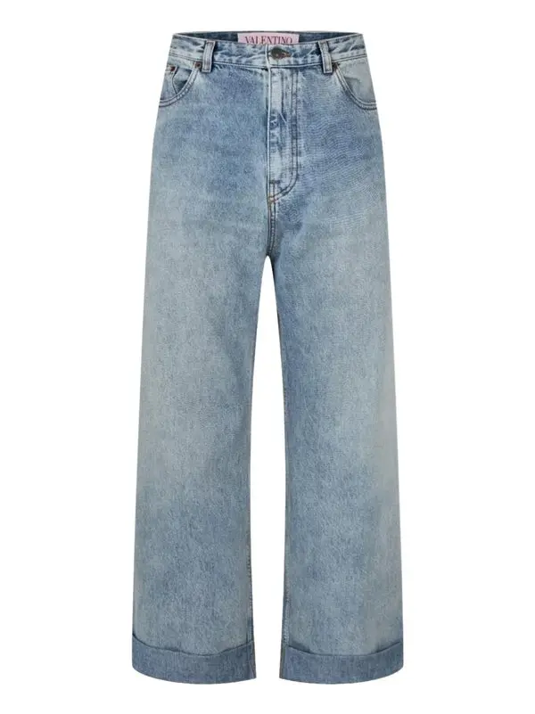 Valentino Garavani Wide-leg Denim Trousers - Gray