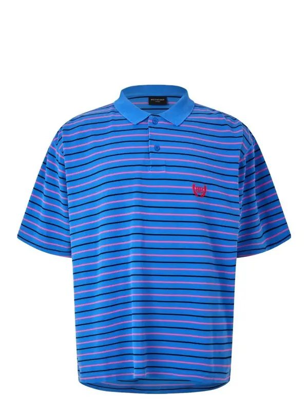 Balenciaga Short-sleeved Polo Shirt - Blue/pink