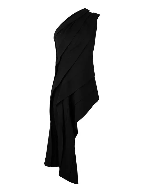 Bottega Veneta Asymmetrical Pleated Cover-up - Black