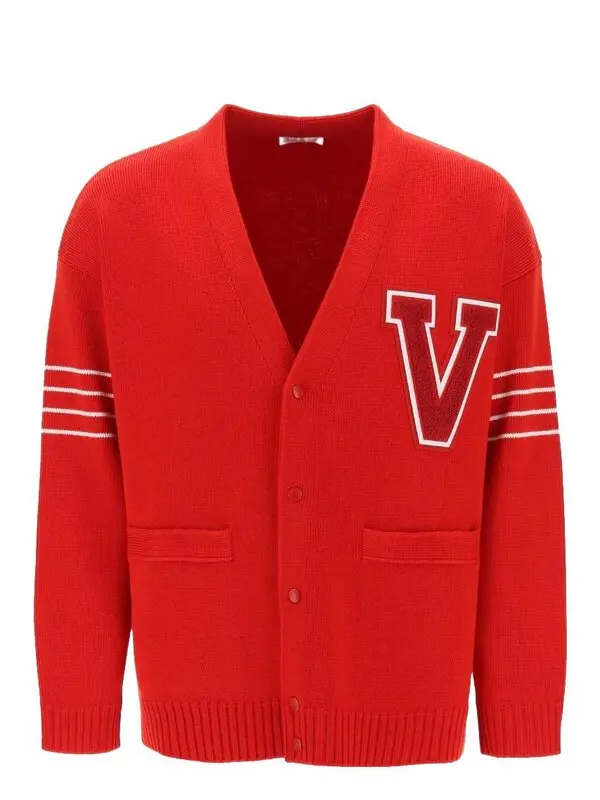 Valentino Garavani Vlogo Patch Knitted Cardigan - Red