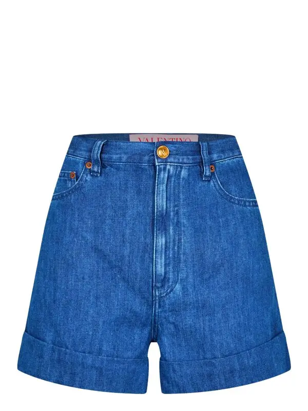 Valentino Garavani Cuffed Denim Shorts - Blue