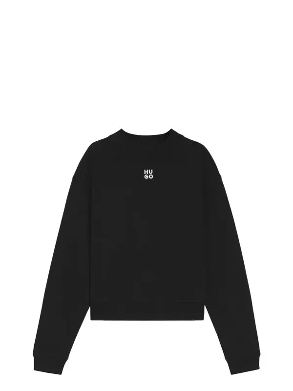 Hugo Boss Mock Neck Sweatshirt With Ribbed Trims - Black