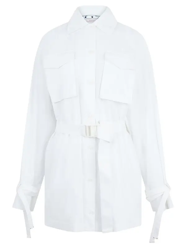 Off-White Cargo Shirt Dress - White