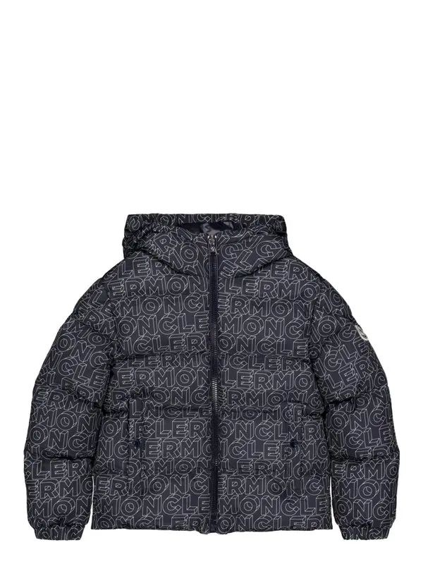 Moncler Logo Patch Hooded Down Jacket - Black