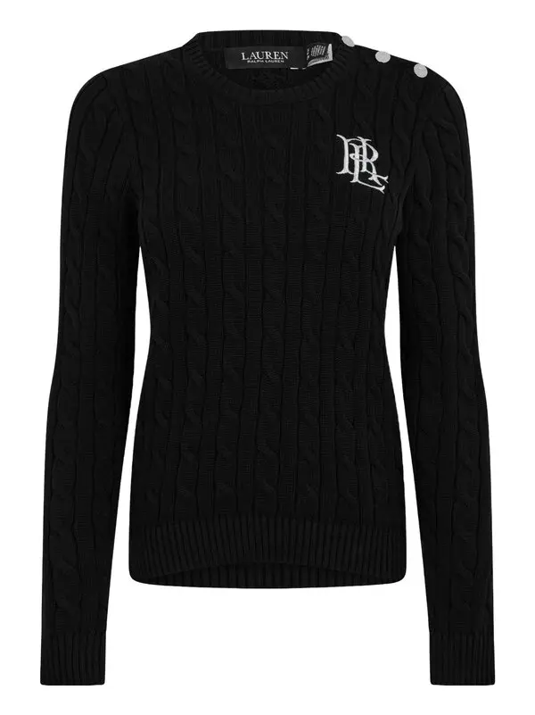 Ralph Lauren Button-trim Cable Knit Jumper - Black