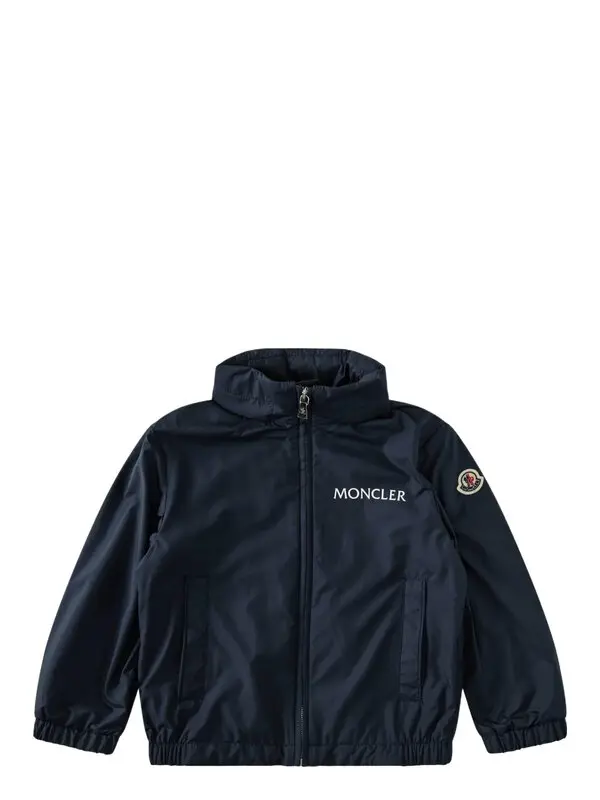 Moncler Logo Patch Zip-up Windbreaker Jacket - Black