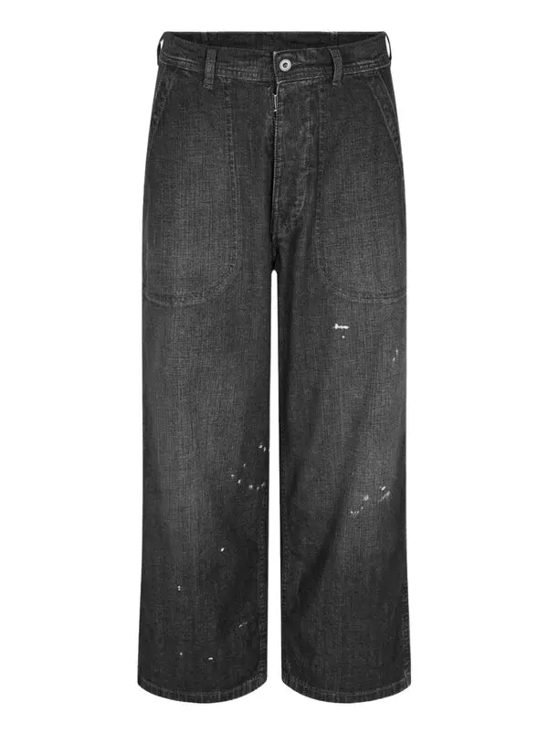 MAISON MARGIELA Belted Patch Pocket Denim Trousers - Black
