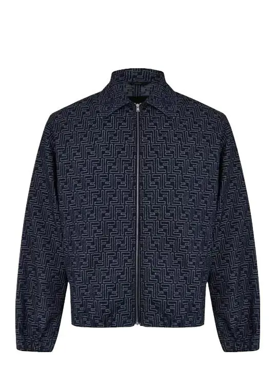 Fendi Printed Zip-up Denim Jacket - Black