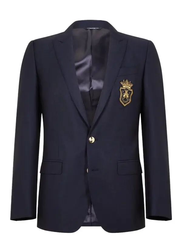 Dolce & Gabbana Single-button Embossed Patch Suit Jacket - Black