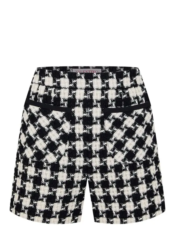 Valentino Garavani Houndstooth Tweed Shorts - Black