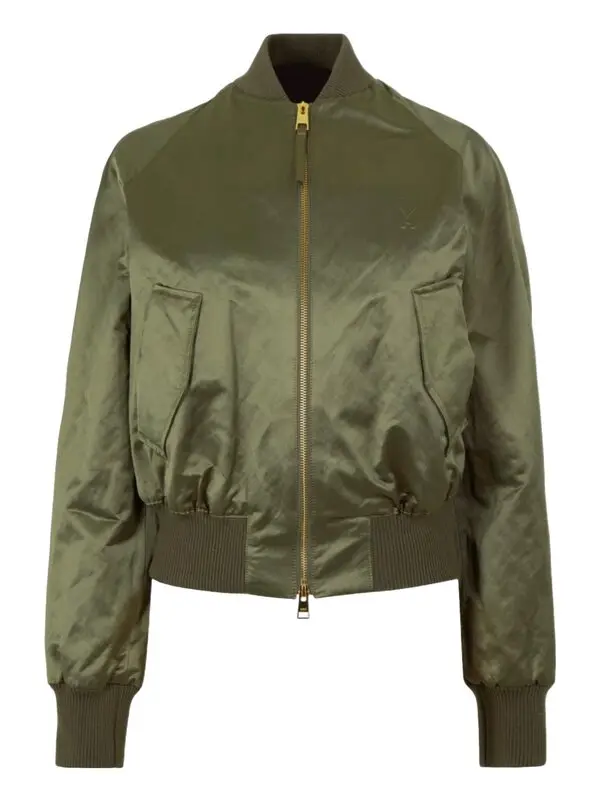 AMI Paris Bomber Jacket With Zip Closure And Logo - Green