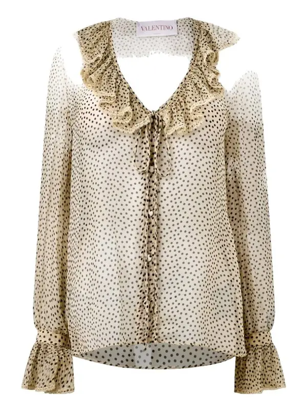 Valentino Garavani Long Sleeve Graphic Print Shirt - Nude