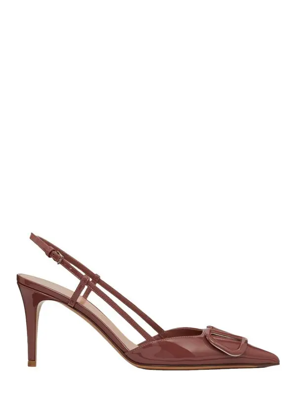 Valentino Garavani Vlogo Signature Pointed Toe Slingback Pumps - Brown