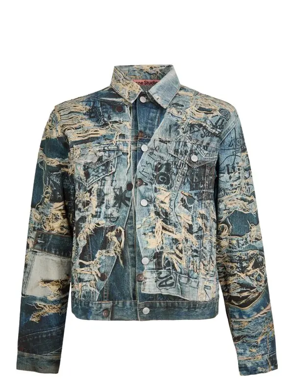 Acne Studios Printed Denim Jacket - Gray