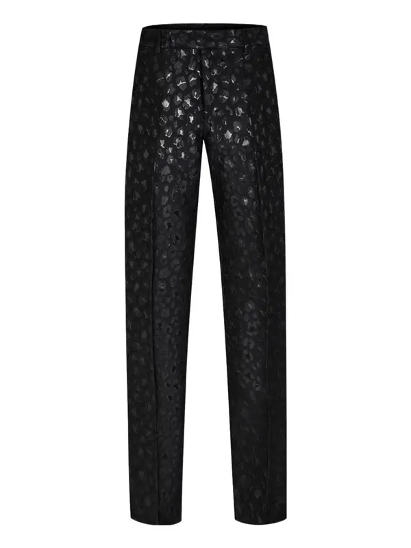 Versace Leopard Print Tailored Trousers - Black