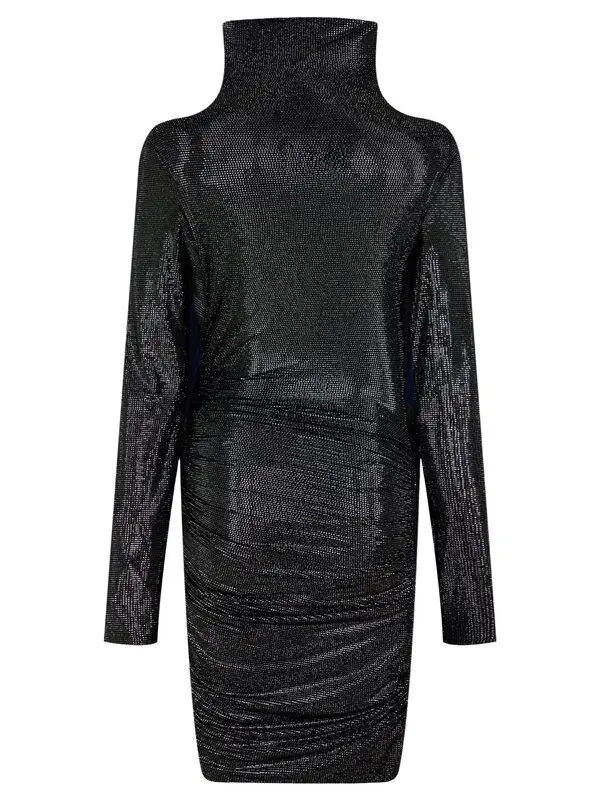 Off-White Long Sleeve Turtleneck Mini Dress - Black