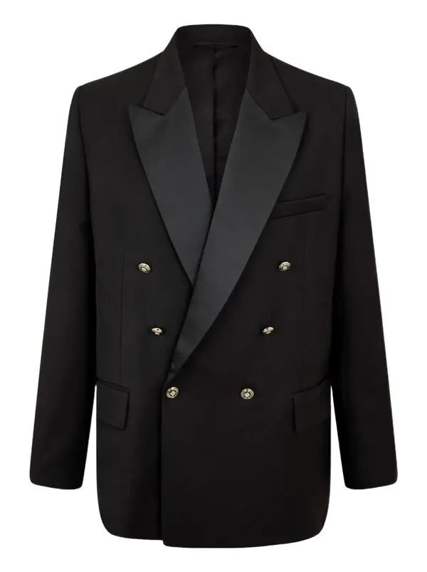 Casablanca Double Breasted Shawl Lapel Suit Jacket - Black