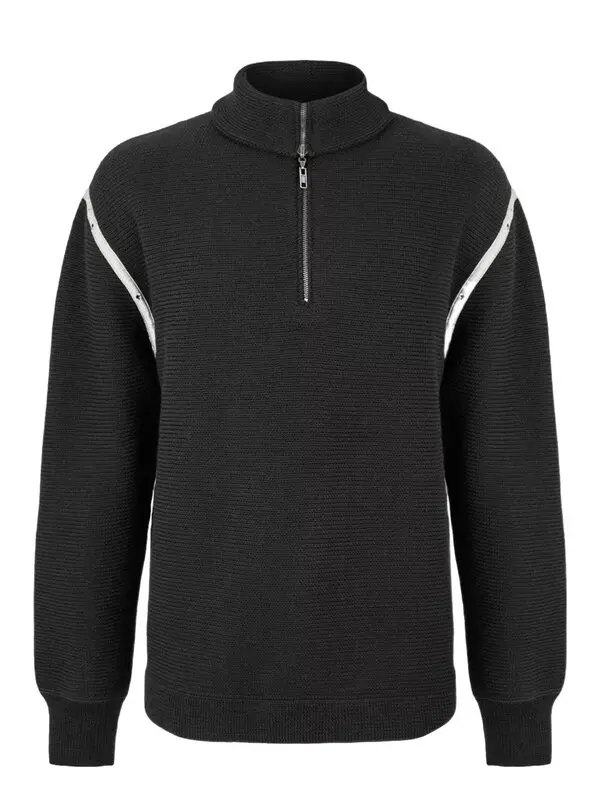 MAISON MARGIELA Half-zip Sweater With Contrast Elbow Patches - Black