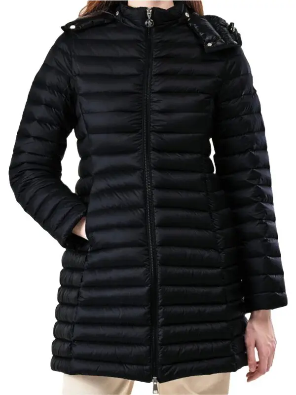 Moncler Hooded Down Jacket With Fitted Waist - Black