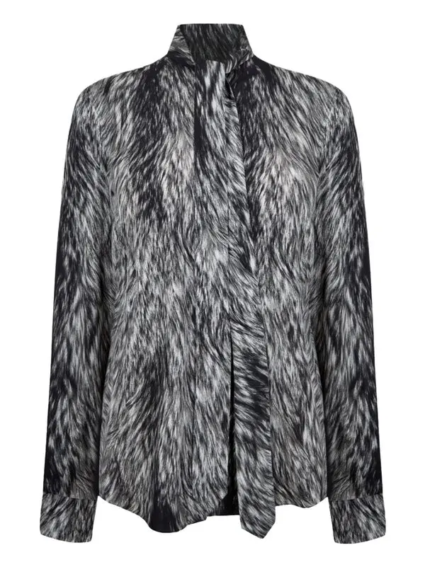 Dolce & Gabbana Animal Print Shirt With Lace-up Neckline - Black