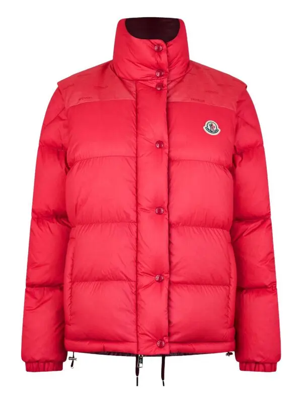 Moncler Cropped Down Jacket With Detachable Sleeves - Red