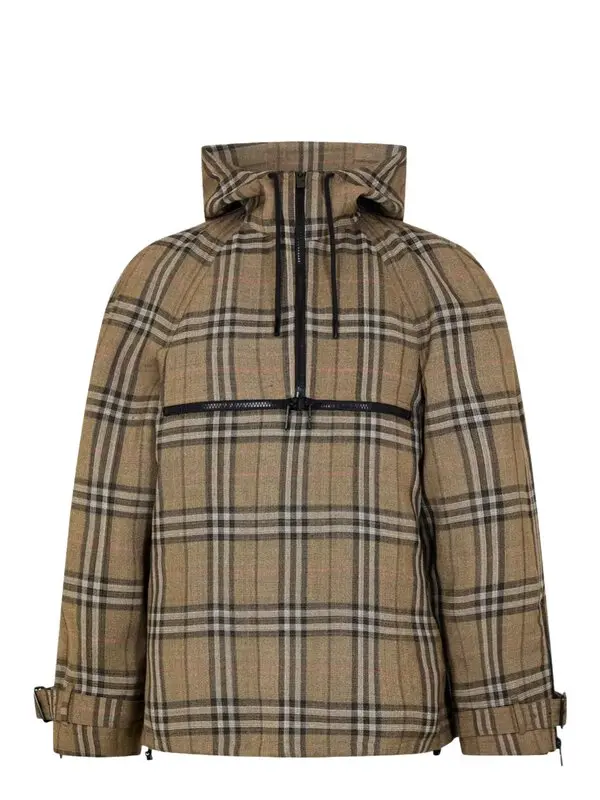 Burberry Checked Casual Half-zip Jacket - Brown
