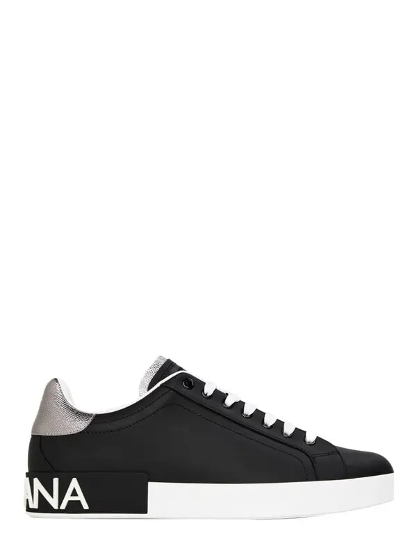 Dolce & Gabbana Logo Portofino Leather Low-top Trainers - Black