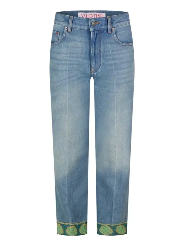 Valentino Garavani Straight Leg Denim Trousers - Blue