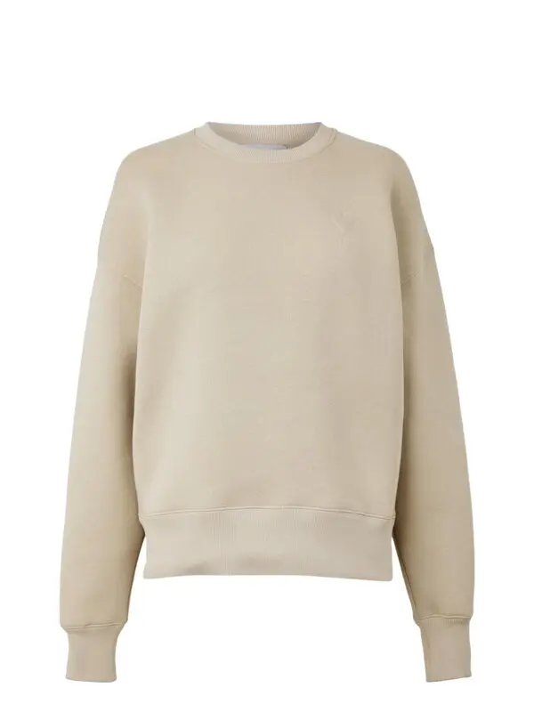 AMI Paris Crewneck Sweatshirt With Embroidered Logo - Nude