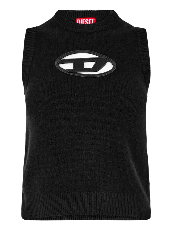DIESEL® Oval D Logo Knit Vest - Black