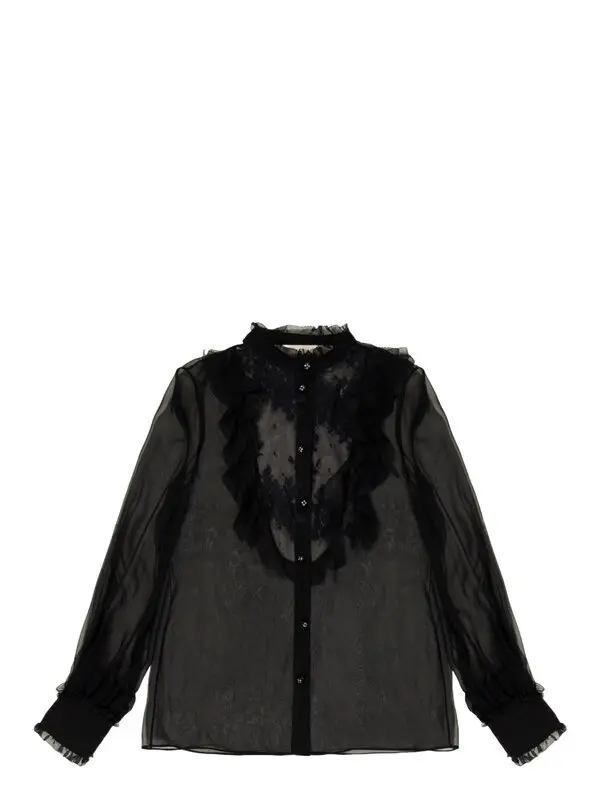 Valentino Garavani Tulle Ruffle Shirt - Black
